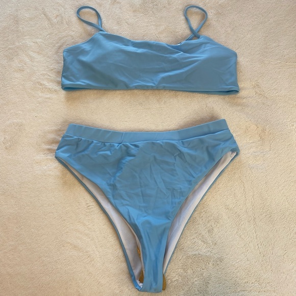 Amazon | Swim | Baby Blue Two Piece Full Bottom Bikini | Poshmark